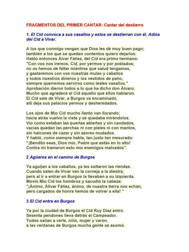 Fragmentos Del Primer Cantar | PDF