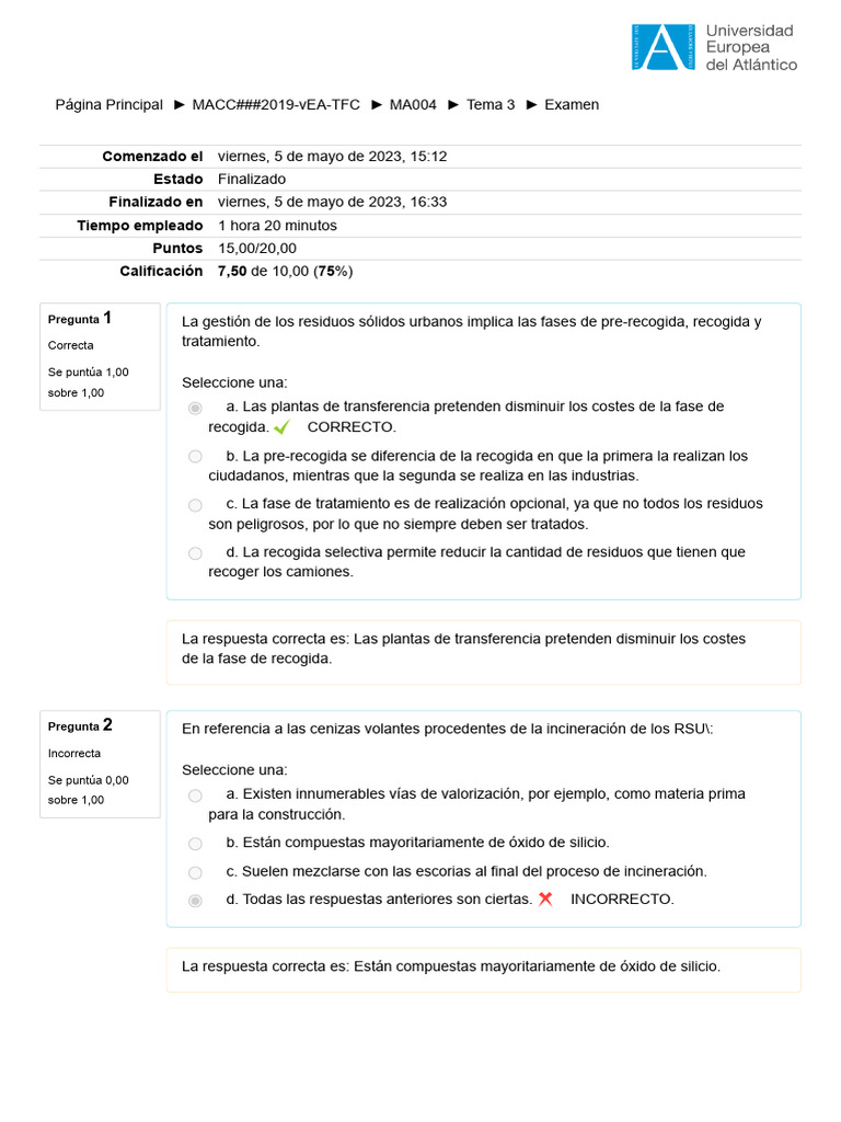 Examen Ma 004 | PDF | Vertedero | Residuos