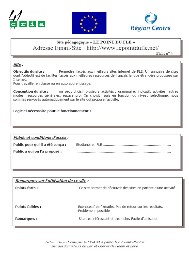 Le Point du FLE : Ressources et Activités | PDF
