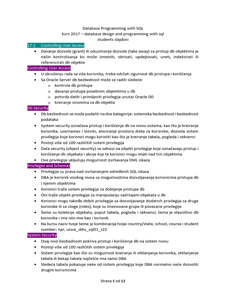 17-1 Controlling User Access: Strana 1 Od 12 | PDF