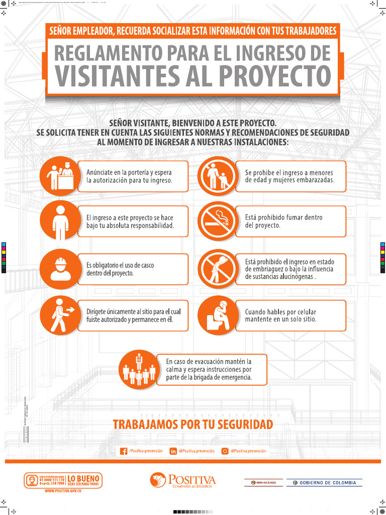 Afiche Reglamento Ingreso Visitantes Proyecto | PDF