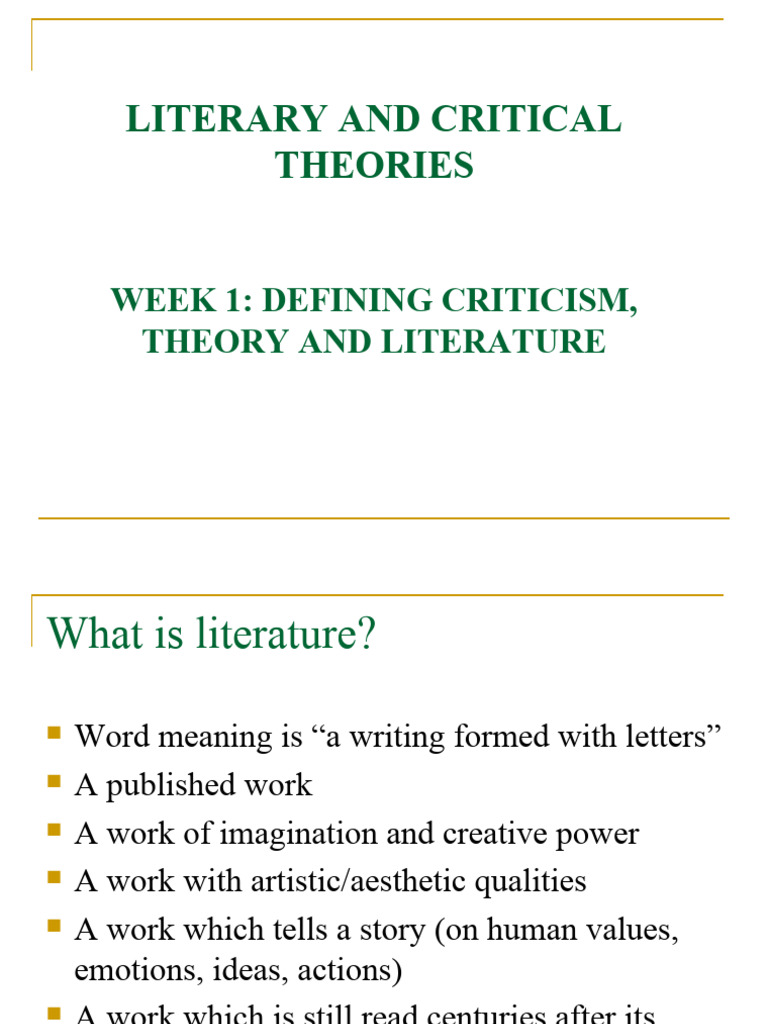 Understanding Literary Theory and Criticism | PDF | Literary Theory ...