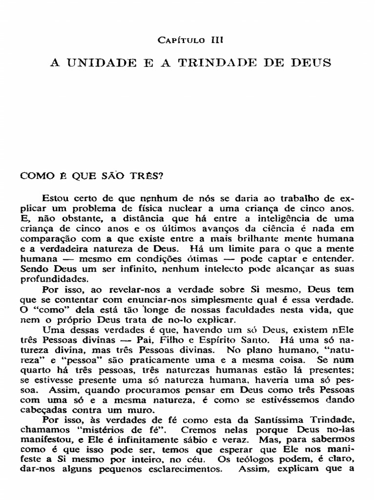 Santíssima Trindade (Trecho) - A Fé Explicada - Pe Leo Trese | PDF ...