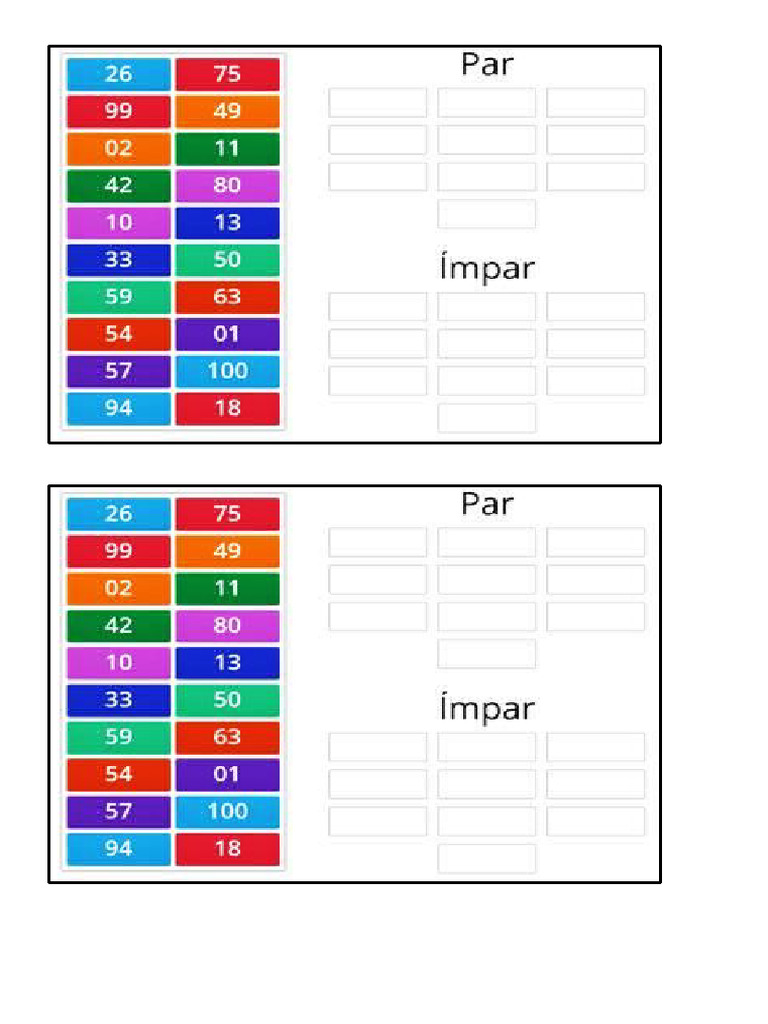 Numeros Pares e Ímpares | PDF