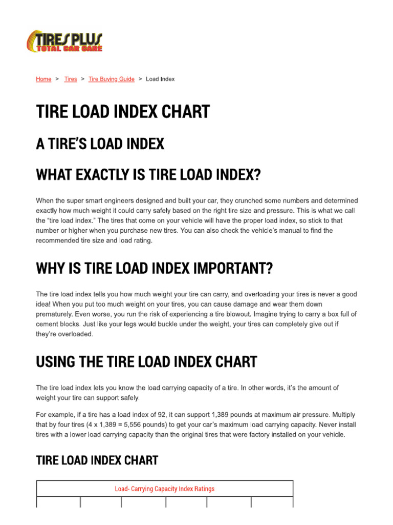 Tire Load Index | PDF