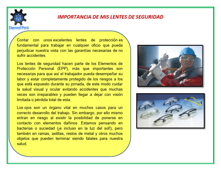 Importancia de Mis Lentes de Seguridad | PDF