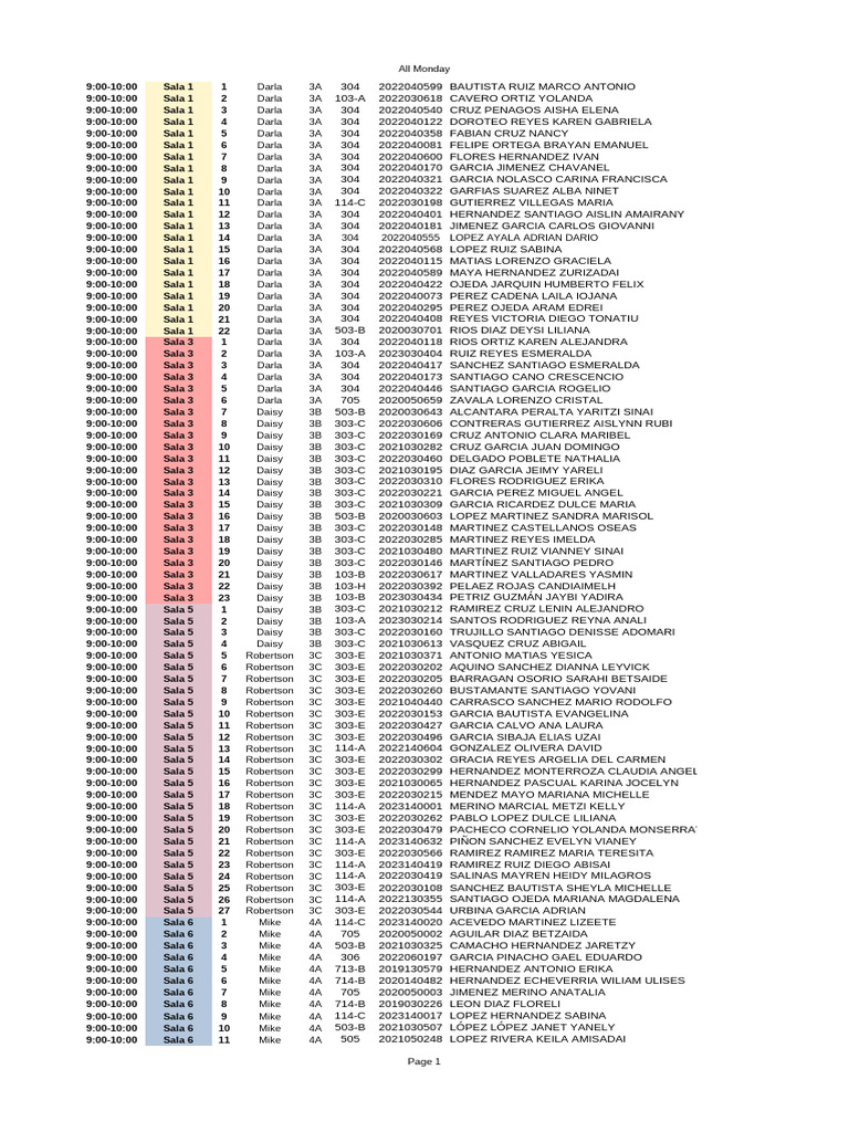 Monday Exam Schedule Overview | PDF