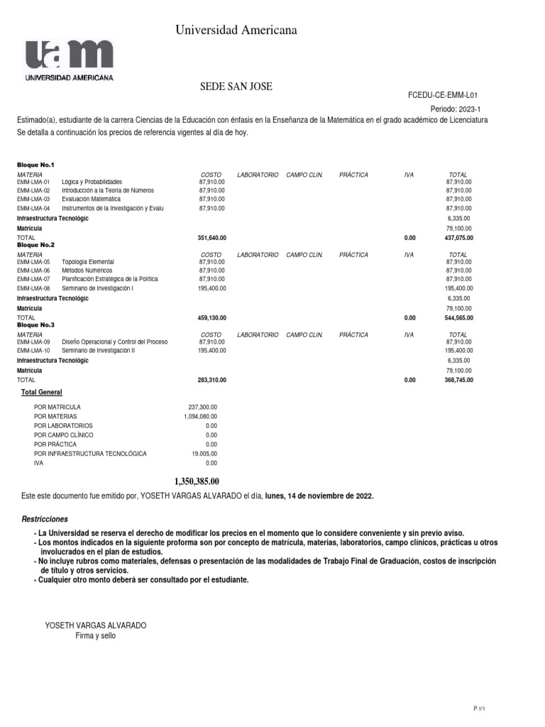 LIC. MATEMATICA Proforma | PDF | Laboratorios | Science