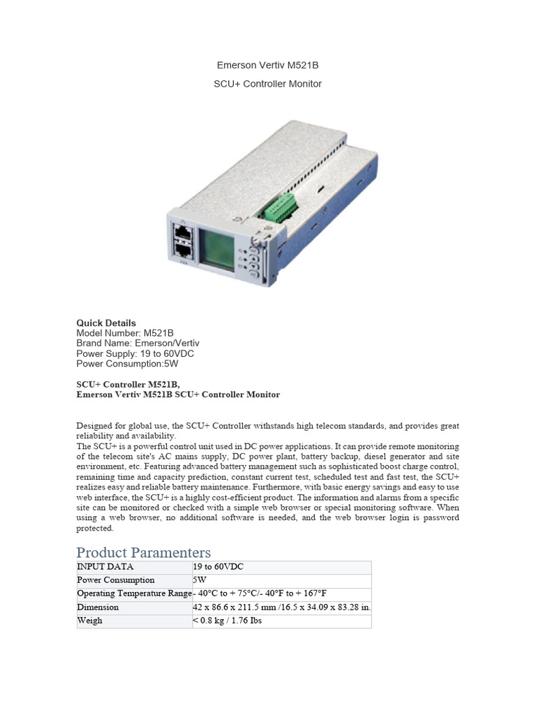 Emerson Vertiv M521B | PDF