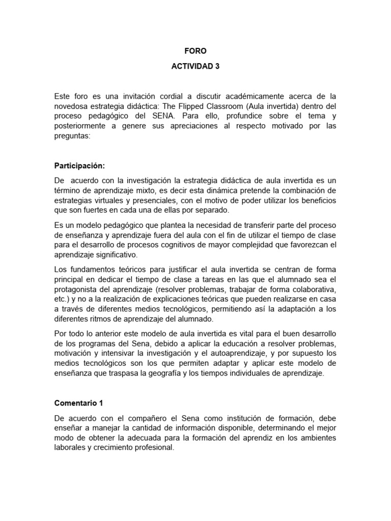 FORO 3 Pedagogia | PDF | Comunicación humana | Pedagogía