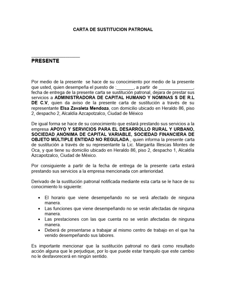 Carta de Sustitucion Patronal | PDF | Economias | Business