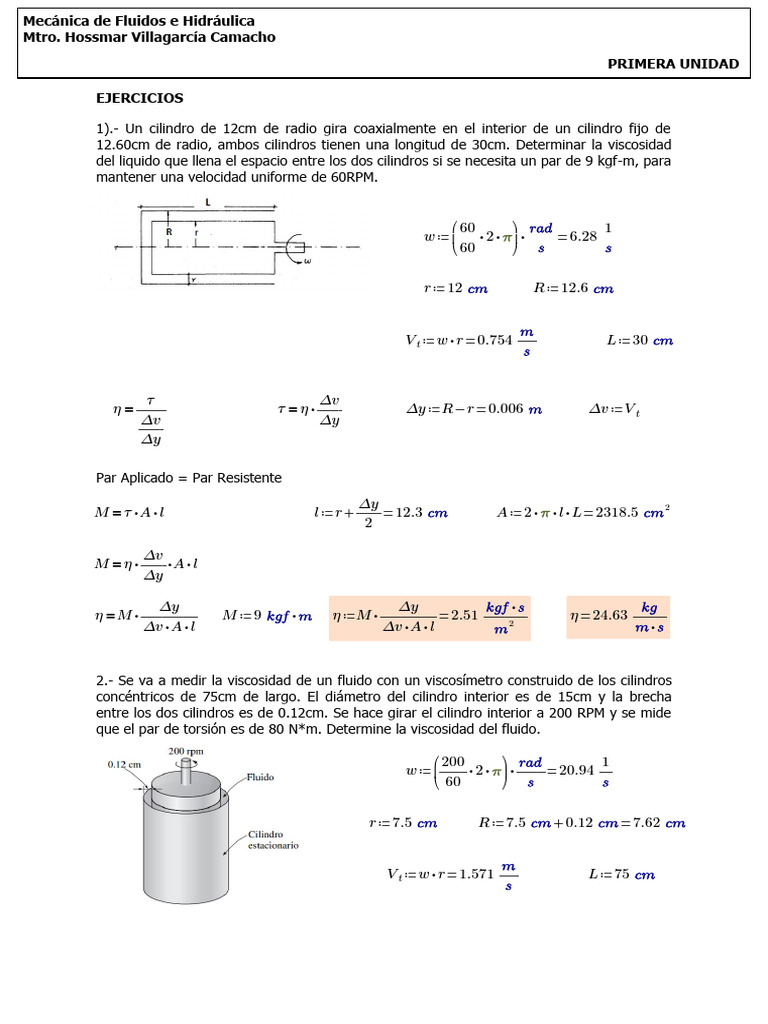 Ejercicios Viscosidad de Fluidos | PDF | Cantidad | Líquidos