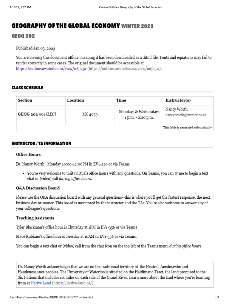 GEOG 202 Outline | PDF | Turnitin