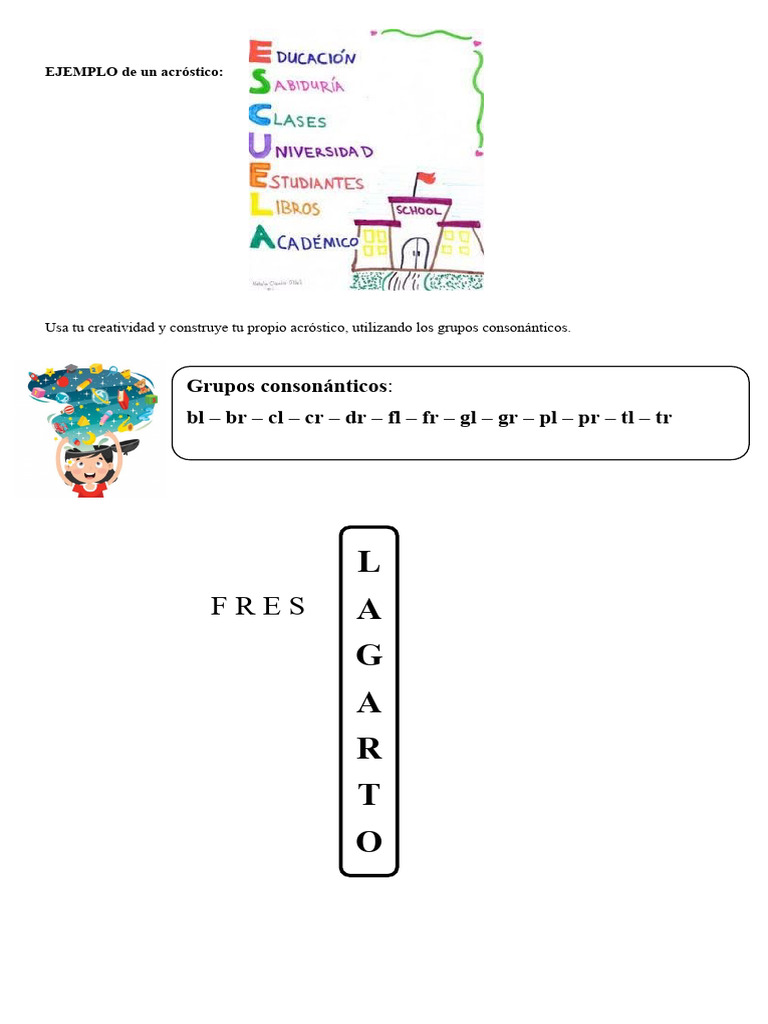 Acróstico de Grupos Consonánticos | PDF