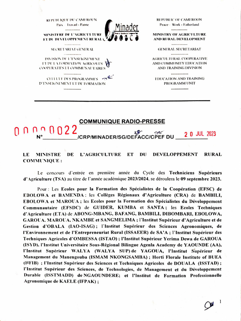 CONCOURS - MINADER 2023 - TSA 21-Jul-2023 13-21-40 | PDF