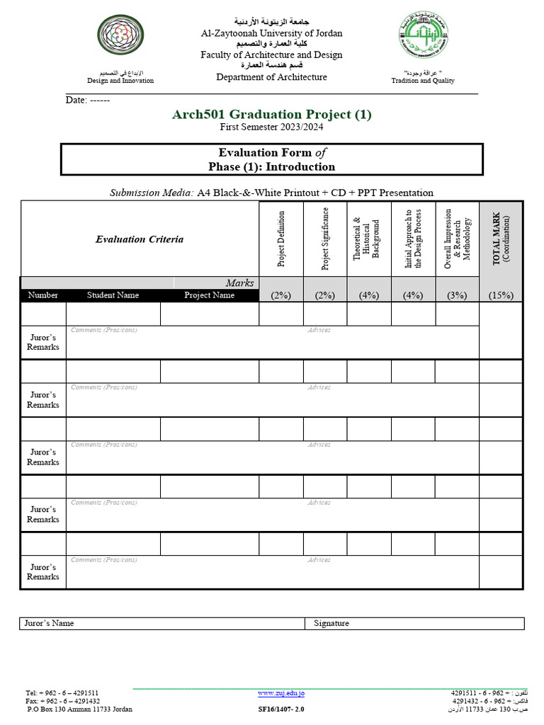 GP1 20222 Phase1 (Introduction+vision) - Evaluation Form | Download ...