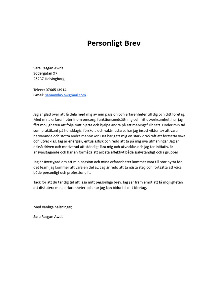 Uppdaterat Personligbrev 23 | PDF