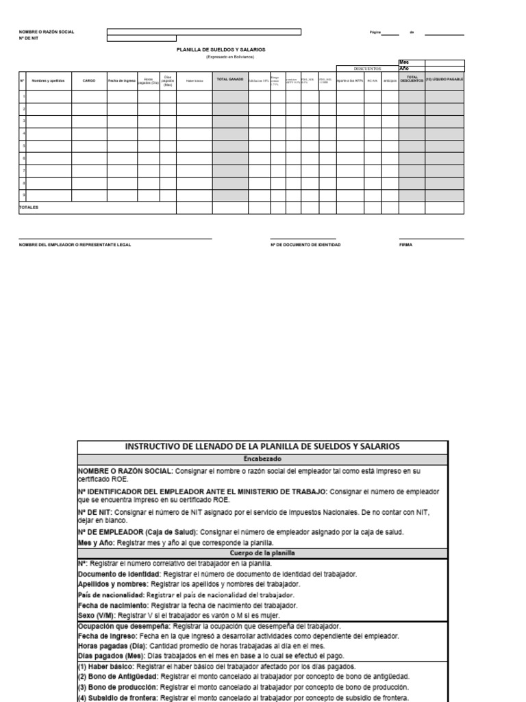 Formato Planilla Mensual | PDF | Salario