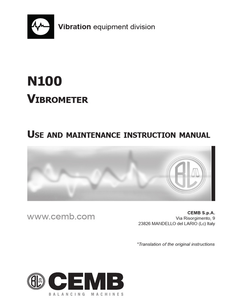 CEMB N100 Vibrometer Manual | PDF | Frequency | Harmonic
