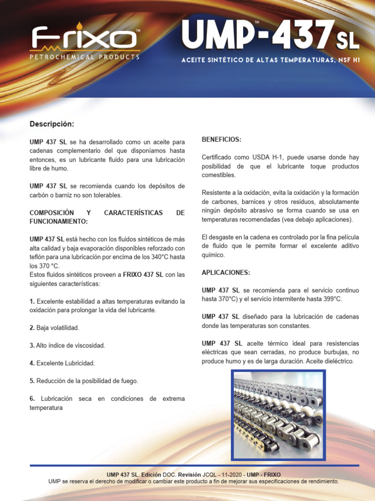 Ficha Técnica UMP 437 SL | PDF | Lubricante | Gases