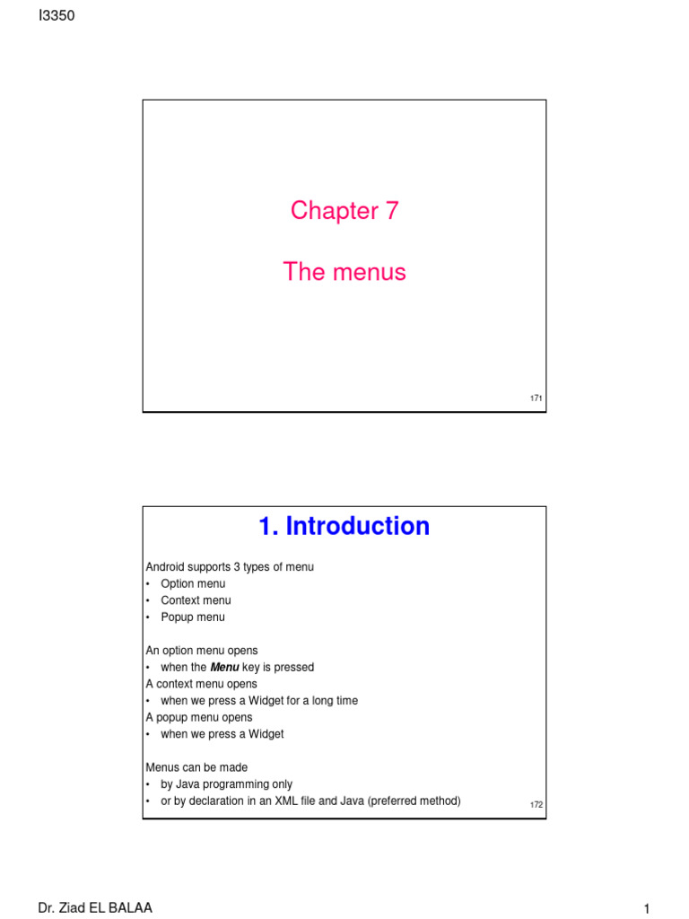 I3350 - Chapter 7-8 - en | PDF | Method (Computer Programming) | Menu ...