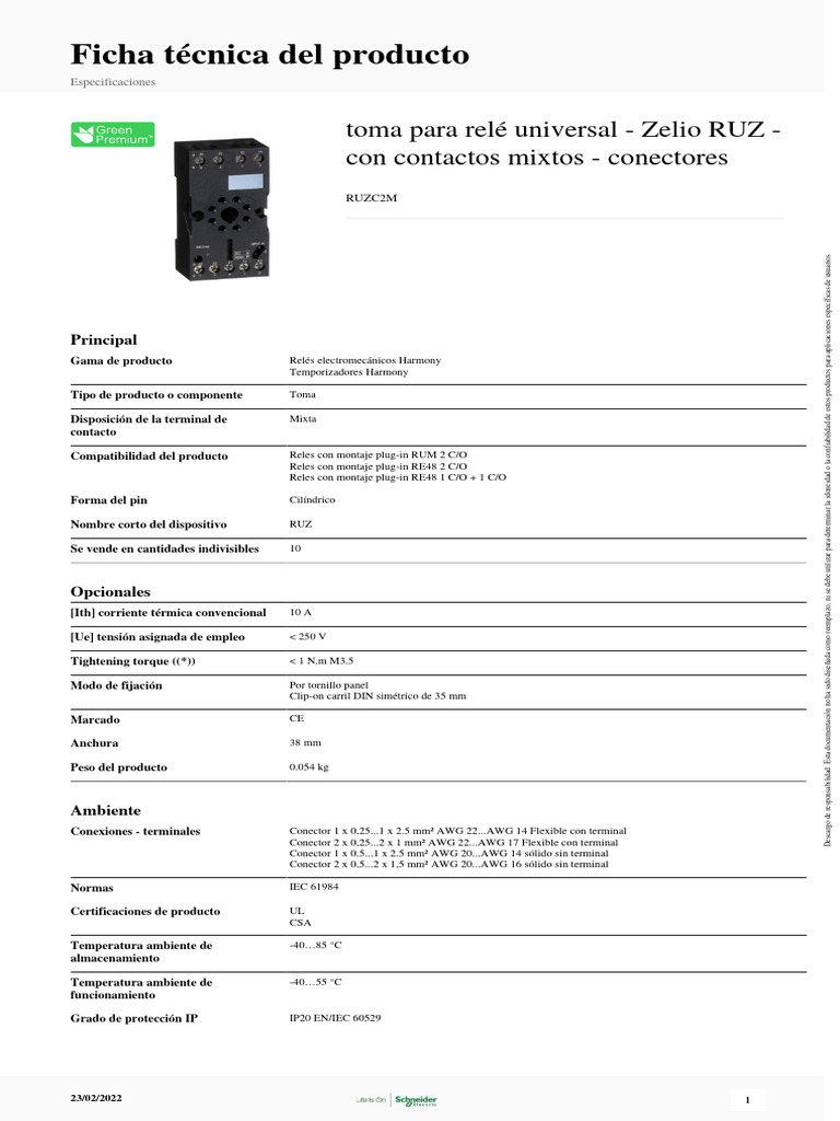 Zelio Time - RUZC2M | PDF | Relé | Componentes eléctricos