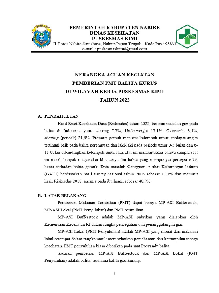 Kak Pemberian PMT Balita Kurus | PDF