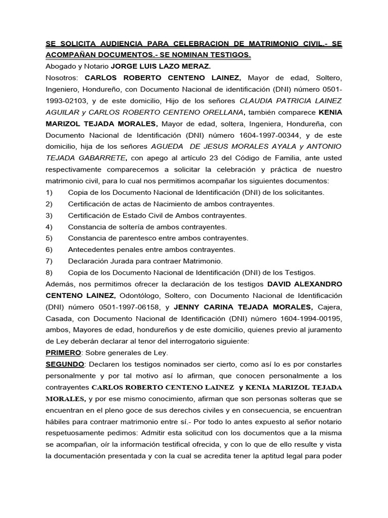 Matrimonio. - KENIA TEJADA Y CARLOS CENTENO | PDF | Matrimonio ...
