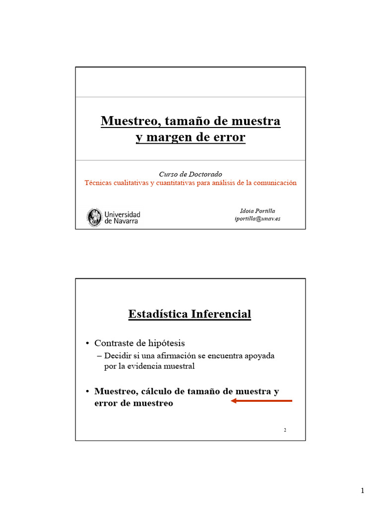 Diapositivas - Sesiones Sobre Muestreo y Error de Muestreo | PDF