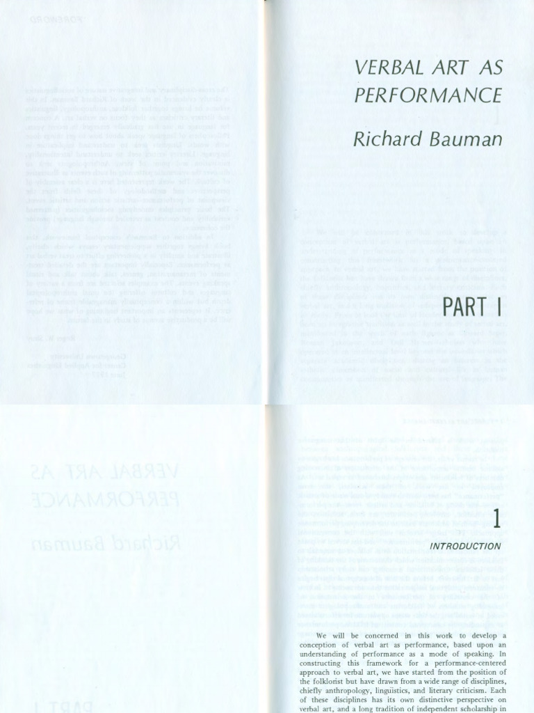 Verbal Art as Performance Analysis | PDF | Folklore | Communication