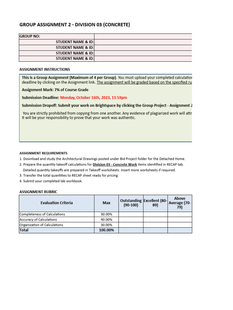 Group Project - Assignment 2 - Div 03 - Concrete | PDF | Foundation (Engineering) | Concrete