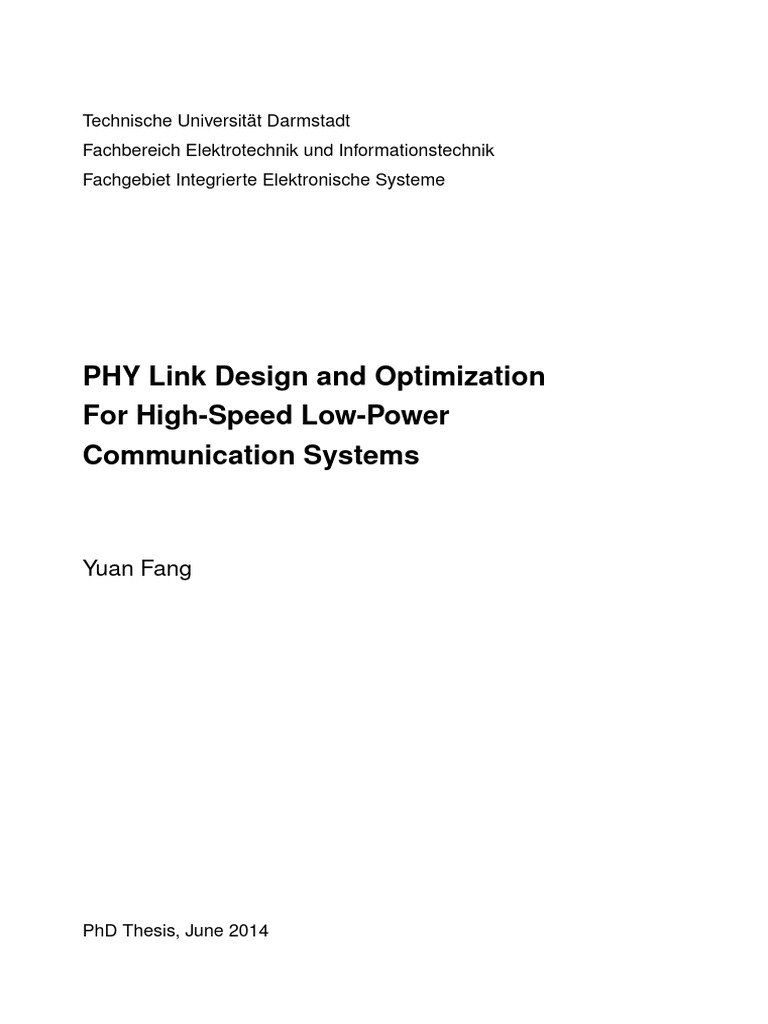 PHY Link Design and Optimization For High-Speed Low-Power Communication ...
