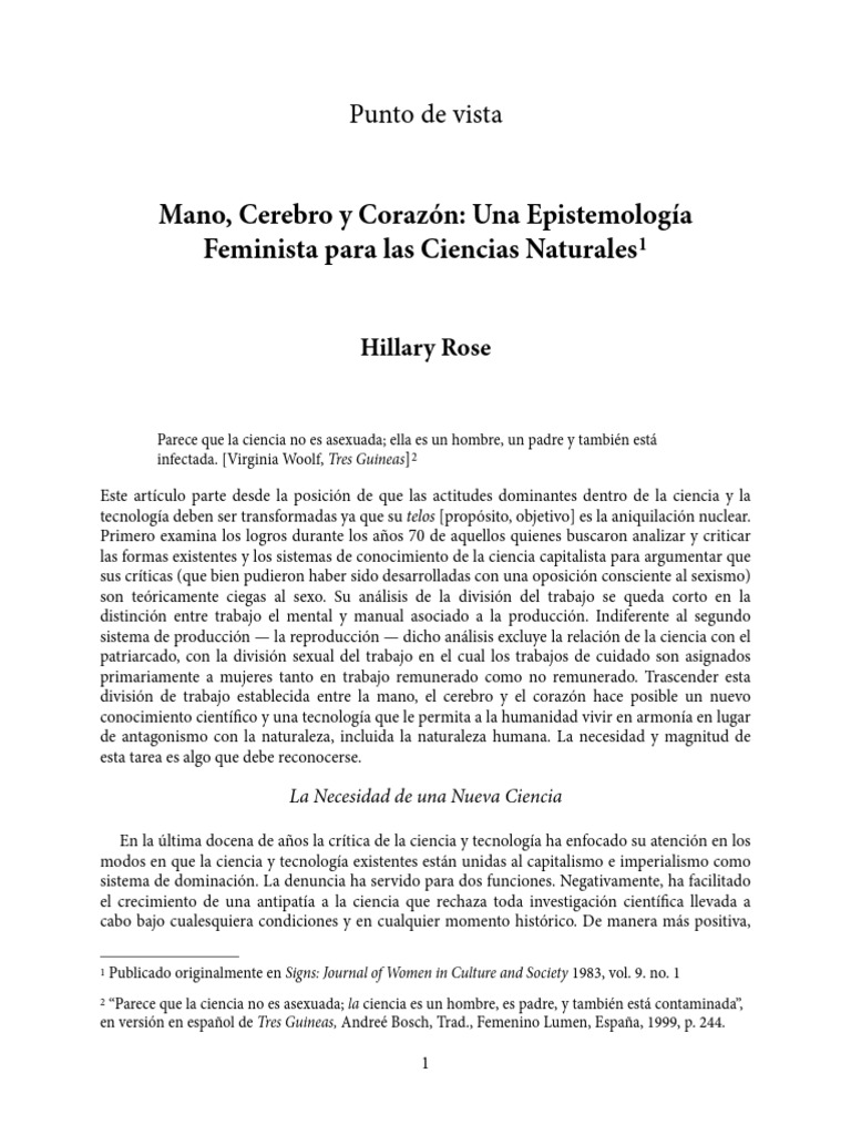 Hillary Rose Mano, Cerebro y Corazón | PDF | Estudios de género | Feminismo