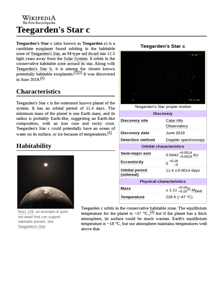 Teegarden's Star C | PDF | Stars | Planetary Habitability