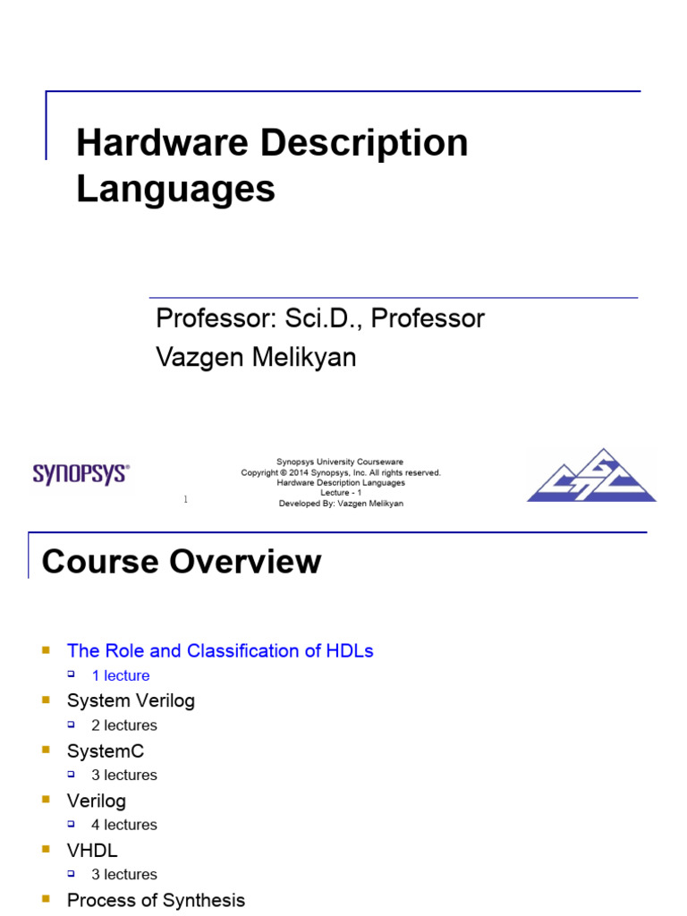 Hdl Lecture1 Pdf Hardware Description Language Computer Science