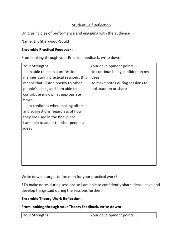 Self Reflection Pdf: Self Reflection Meaning – GXCE