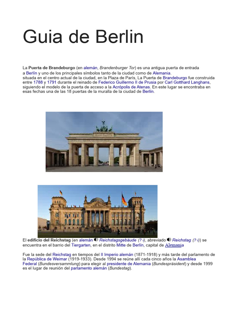 Monumentos emblemáticos de Berlín | PDF