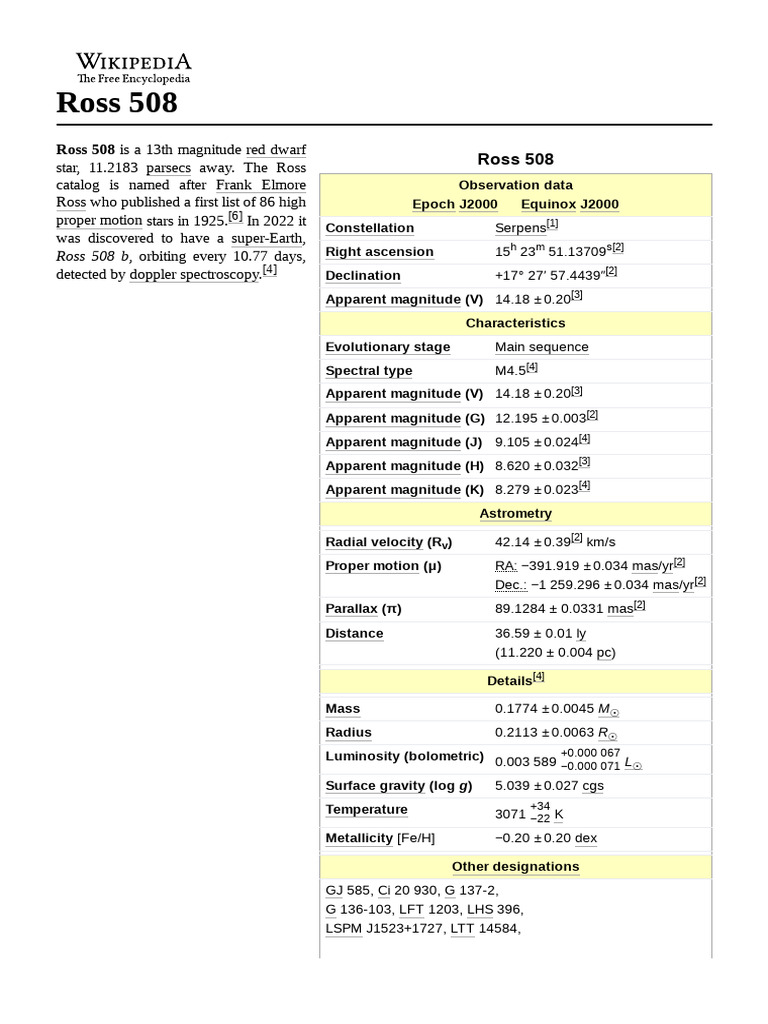 Ross 508 | PDF | Astronomy | Stellar Astronomy