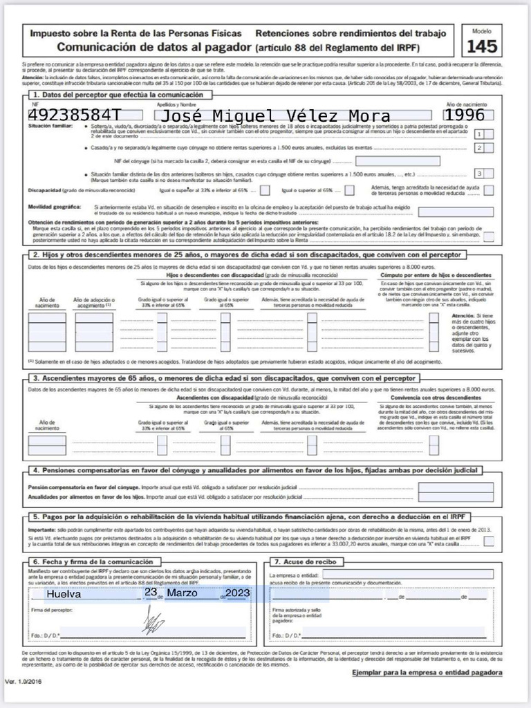 Modelo 145 Final Firmado | PDF