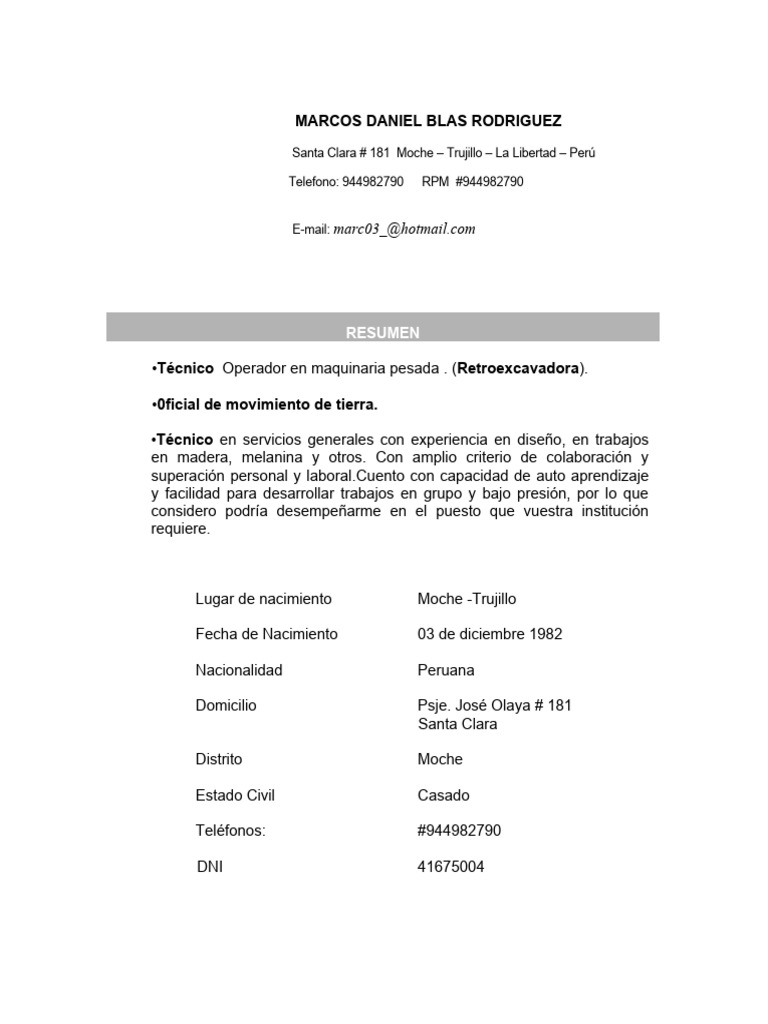 Perfil Profesional de Marcos Blas Rodríguez | PDF