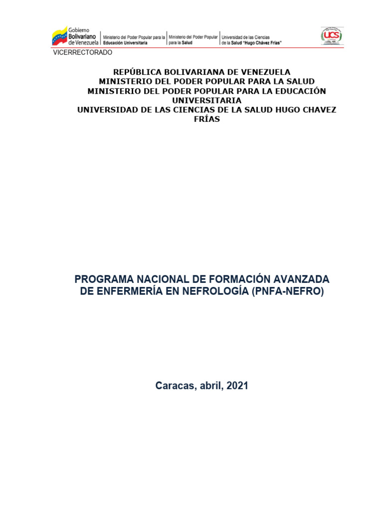 Matriz PNFA Nefrologia 1 y 2 Trayecto | PDF | Enfermería | Cuidado de la salud