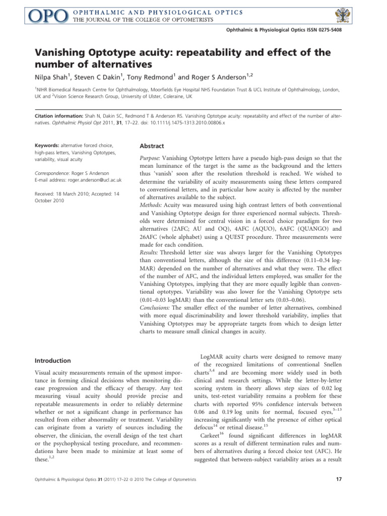 vanish | PDF | Visual Acuity | Eye