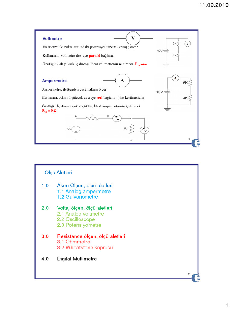 Devre Analizi-2-3 Ampermetre Voltmetre | PDF