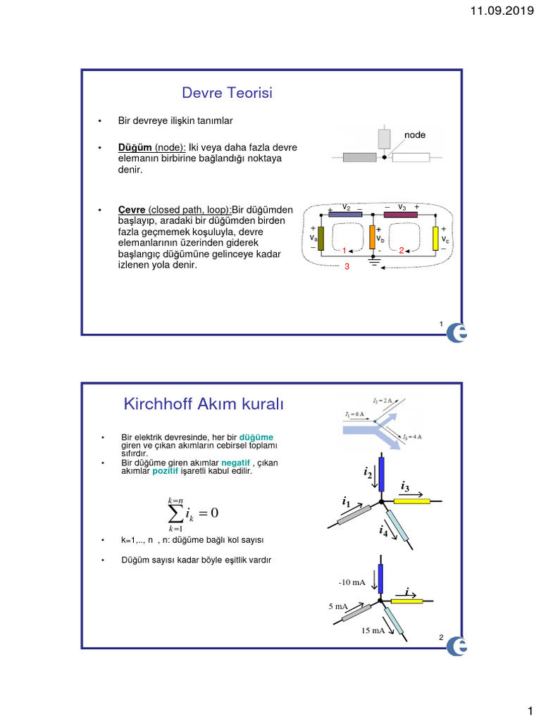 Devre Analizi-2-1 Kirchoff Kuralları | PDF