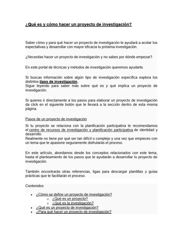 Qué Es y Cómo Hacer Un Proyecto de Investigación | PDF | Teoría ...