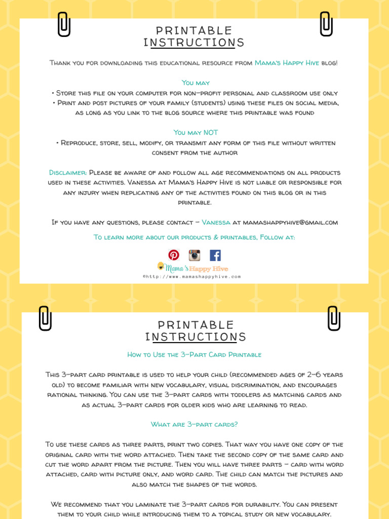 Printable Instructions: Thank You For Downloading This Educational Resource From Blog! | PDF ...