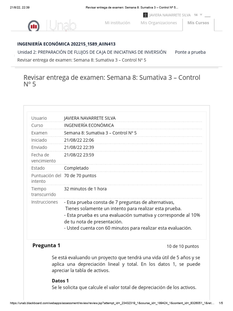 Revisar Entrega de Examen - Semana 8 - Sumativa 3 - Control #5.. | PDF | Economias | Ciencias ...