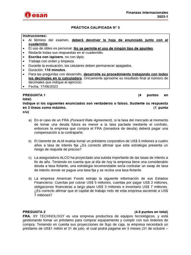 PC3 2023-1 | PDF | Swap (Finanzas) | Interés