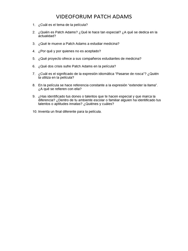 Videoforum Patch Adams | PDF