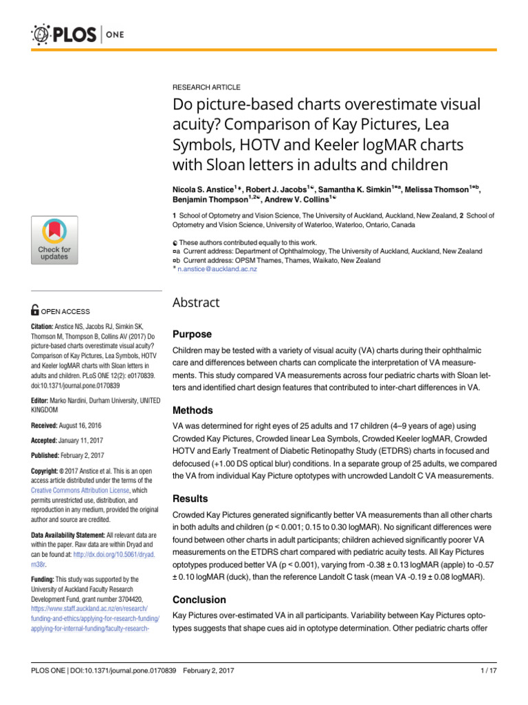 Do Picture-Based Charts Overestimate Visual Acuity | PDF | Vision ...